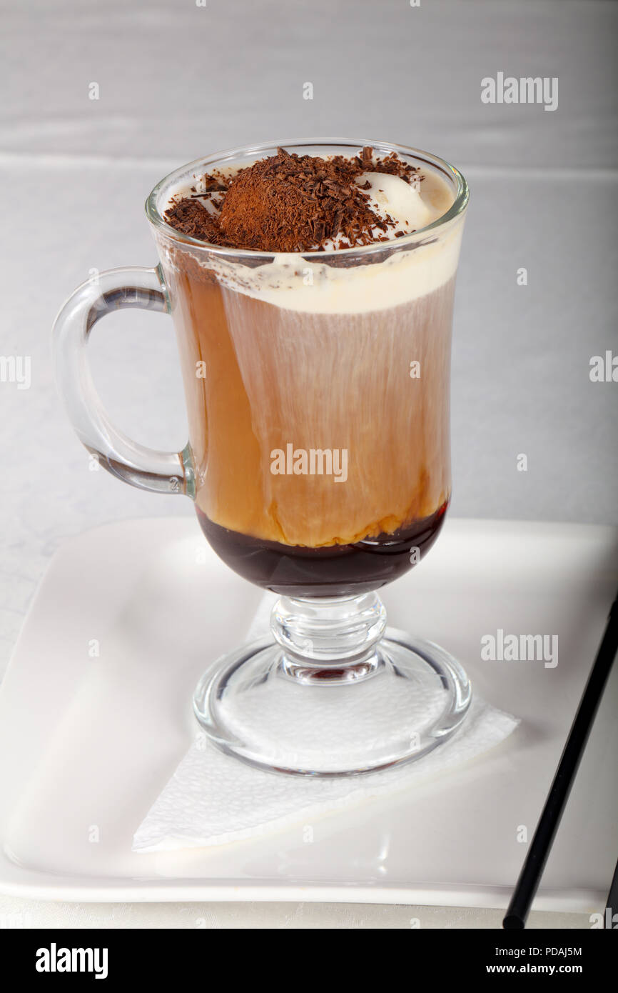 Hot Coffee with cold ice-cream Stock Photo - Alamy