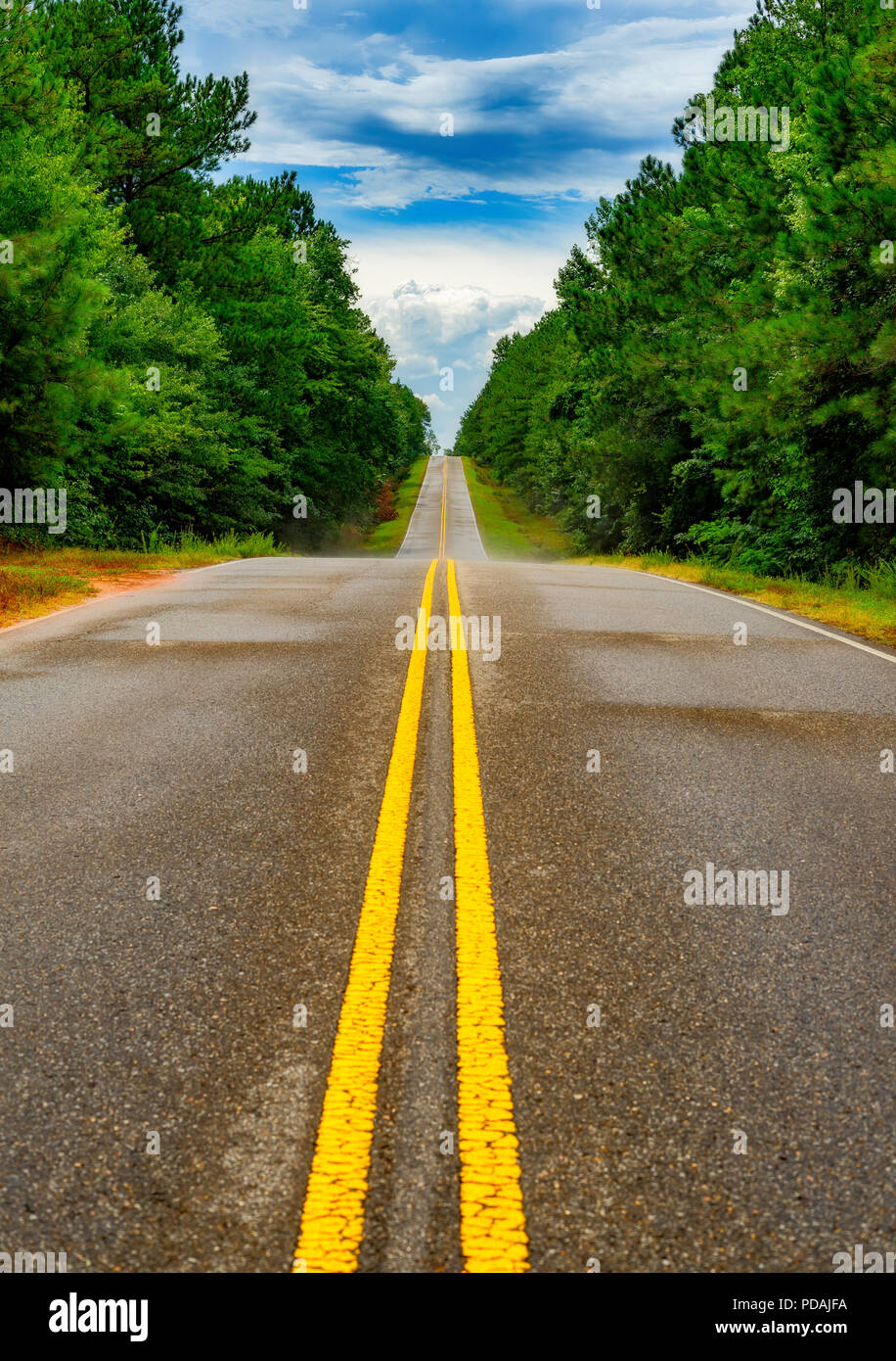 A rural Alabama highway stretches into the horizon, beckoning the nomad ...