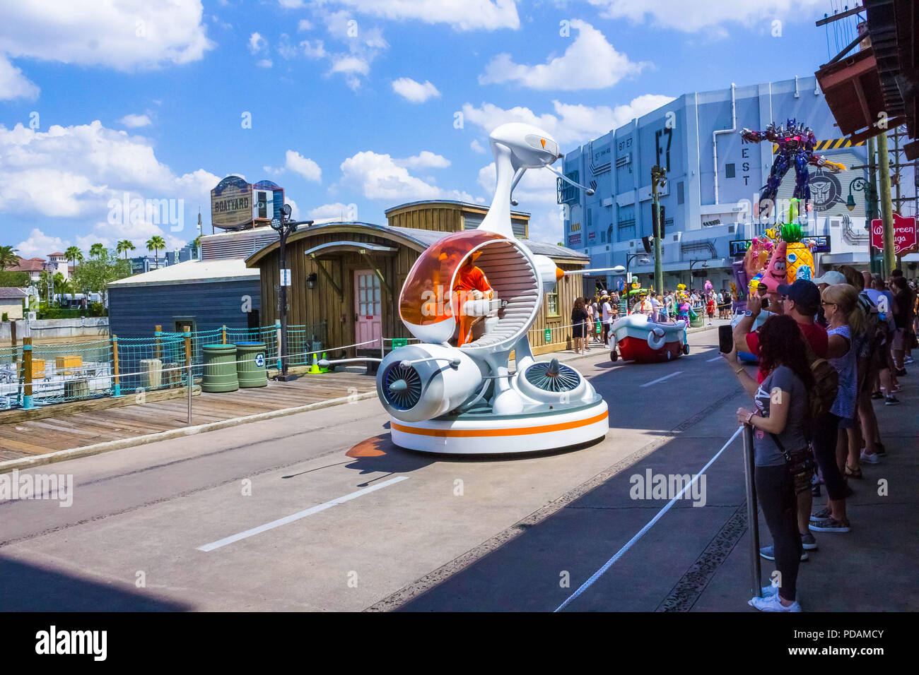 Orlando, USA - May 8, 2018: The large parade with performers at ...