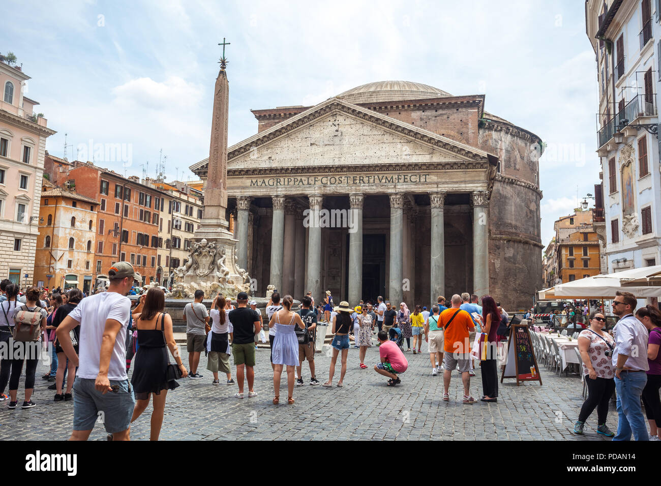 Rome, Italy - 22.06.2018: Tourists visit the Pantheon in Rome. Roman ...