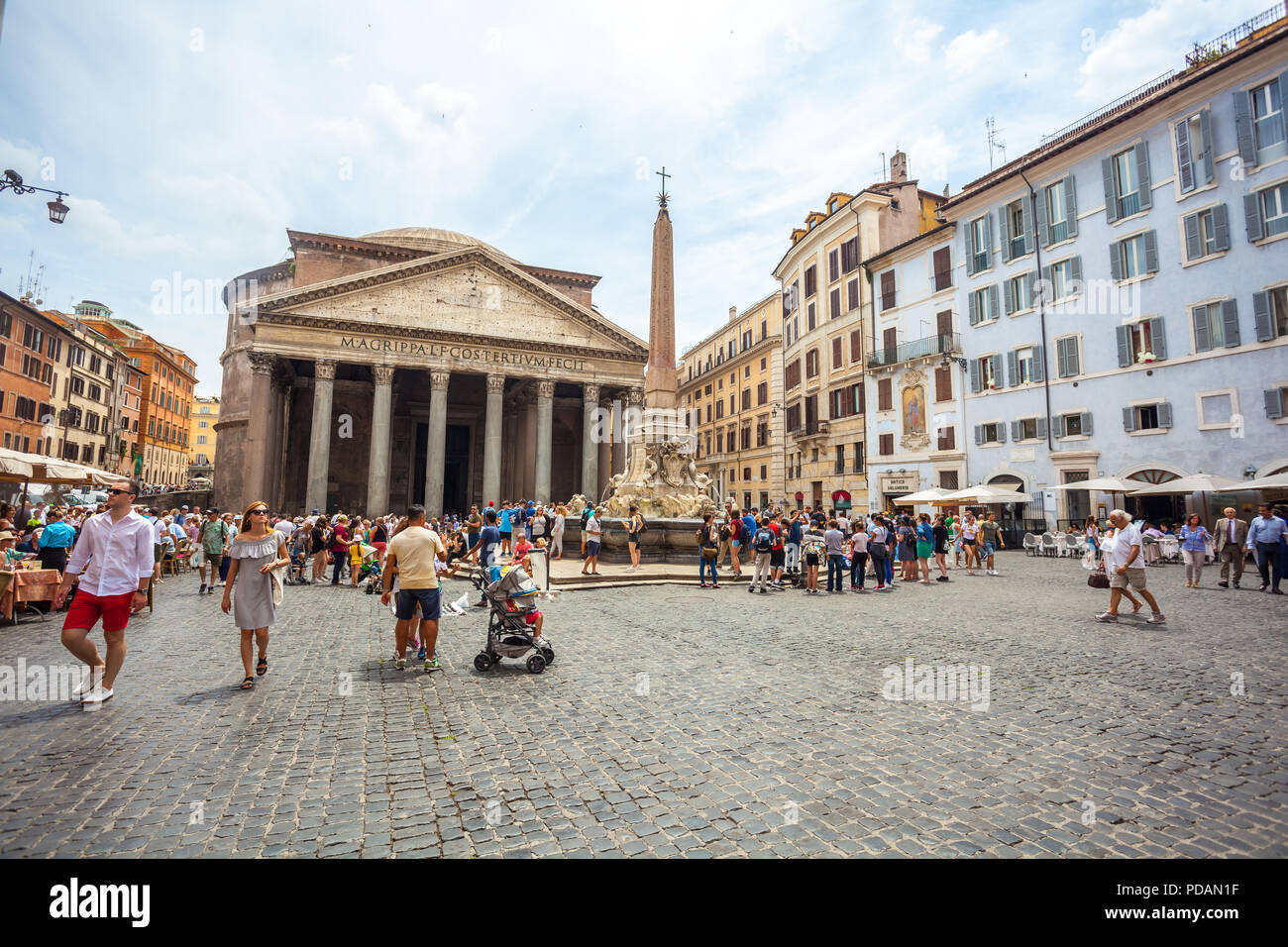 Rome, Italy - 22.06.2018: Tourists visit the Pantheon in Rome. Roman ...