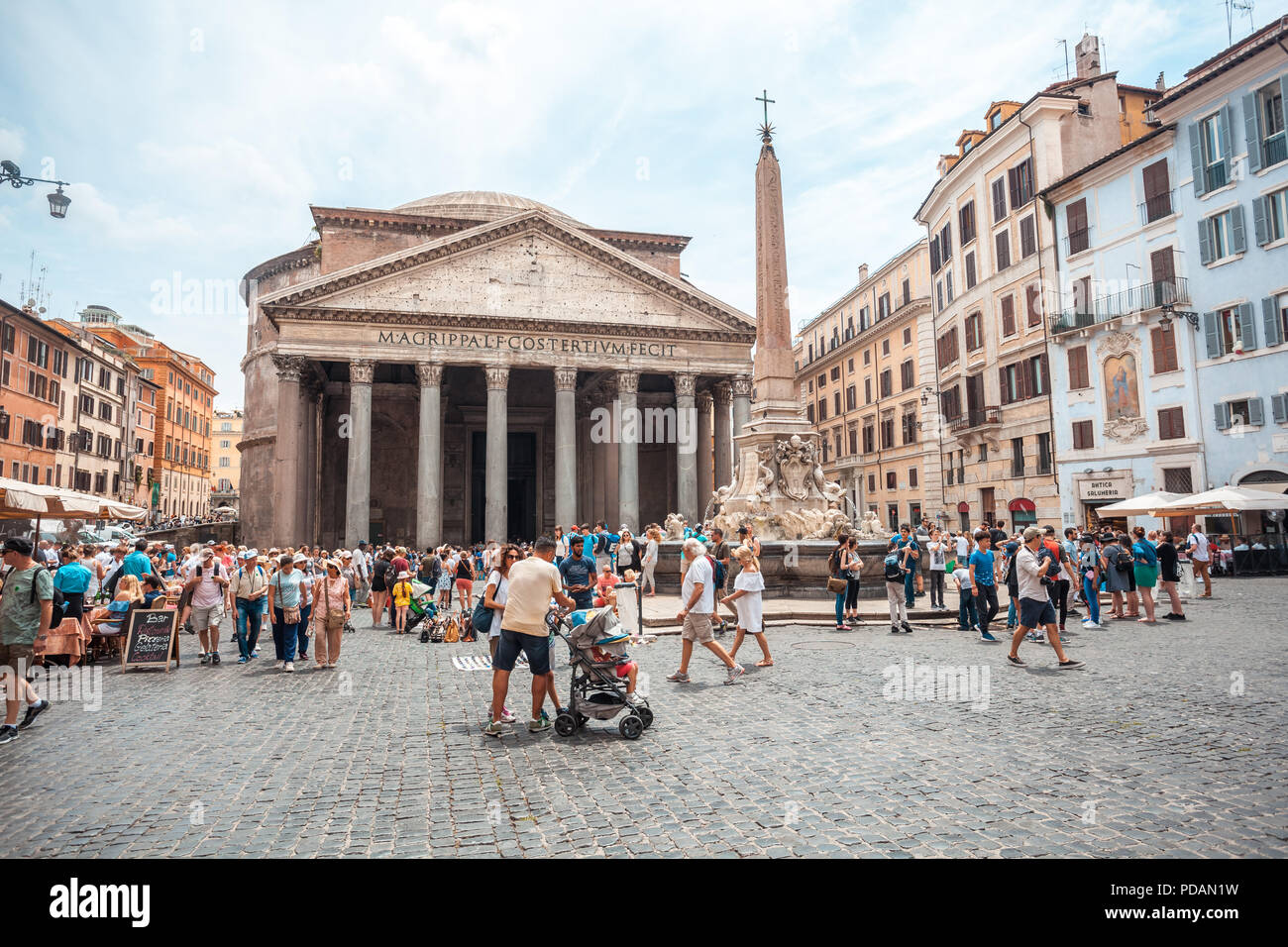 Rome, Italy - 22.06.2018: Tourists visit the Pantheon in Rome. Roman ...