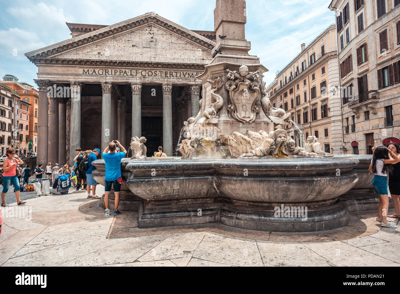 Rome, Italy - 22.06.2018: Tourists visit the Pantheon in Rome. Roman ...
