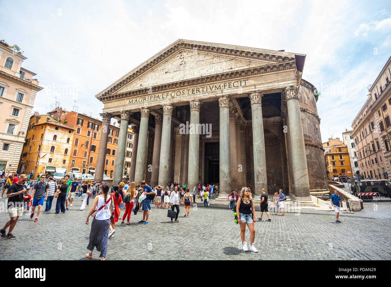 Rome, Italy - 22.06.2018: Tourists visit the Pantheon in Rome. Roman ...