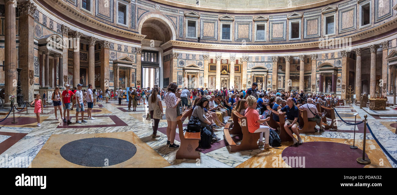 Rome, Italy - 22.06.2018: Tourists visit the Pantheon in Rome. Ancient ...