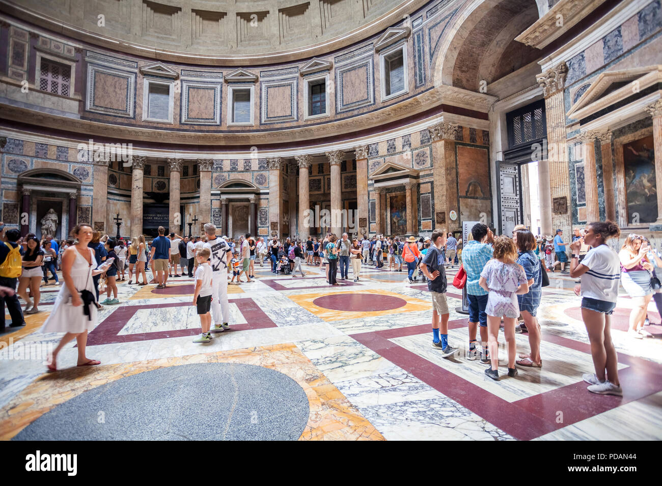 Rome, Italy - 22.06.2018: Tourists visit the Pantheon in Rome. Ancient ...