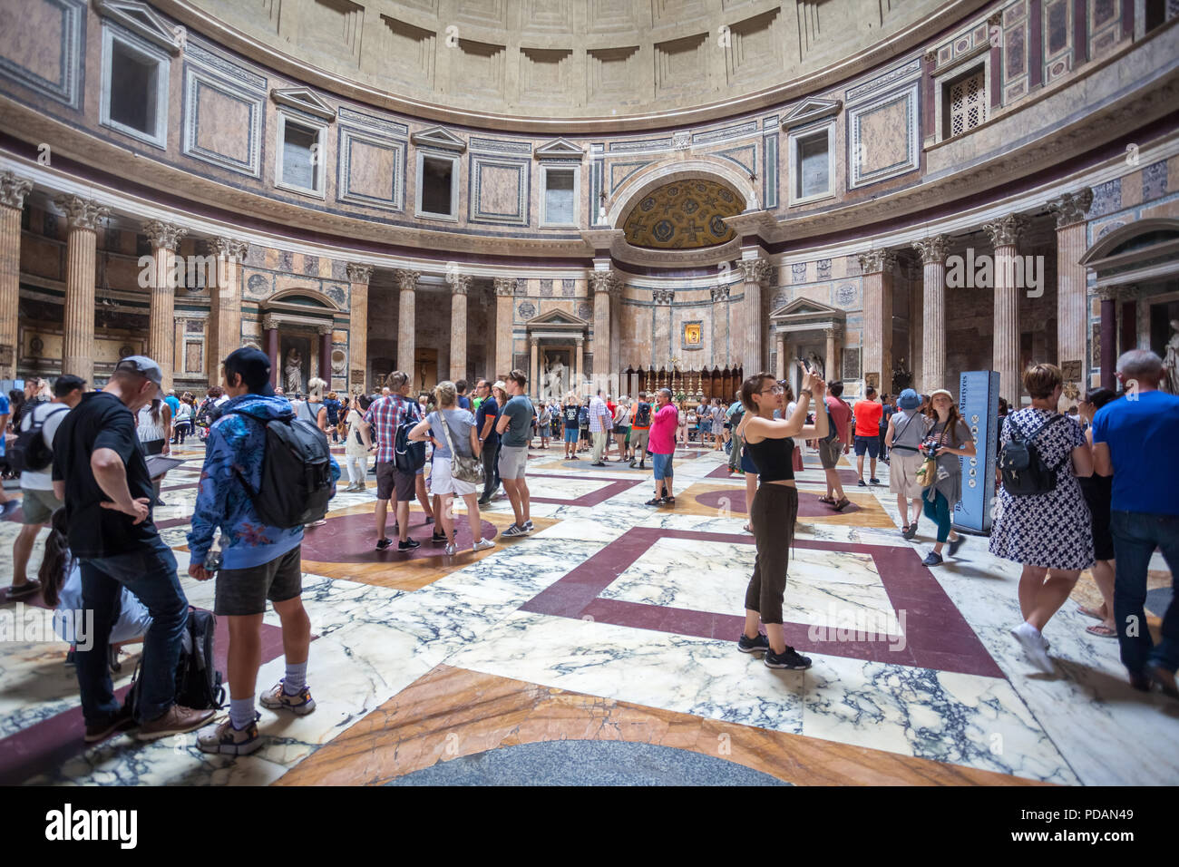 Rome, Italy - 22.06.2018: Tourists visit the Pantheon in Rome. Ancient ...