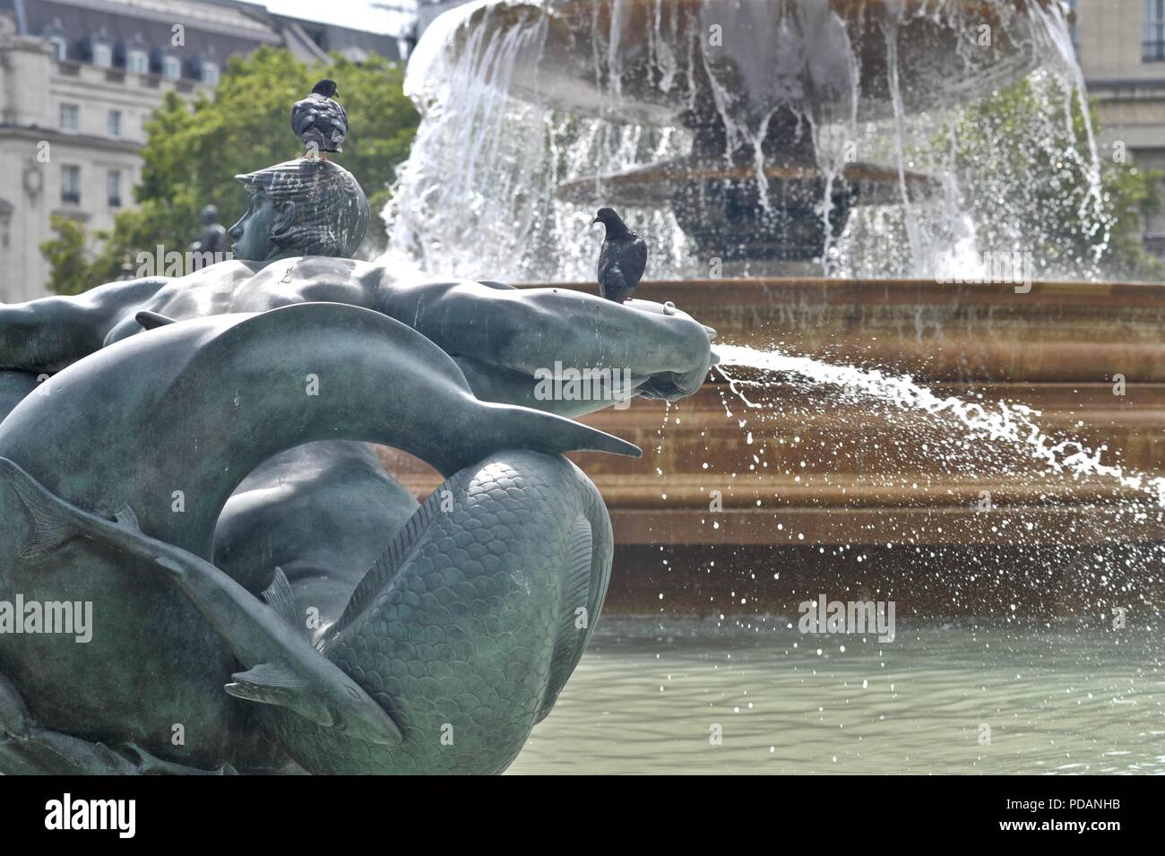 Water feature in Trafalgar Square, London Stock Photo - Alamy