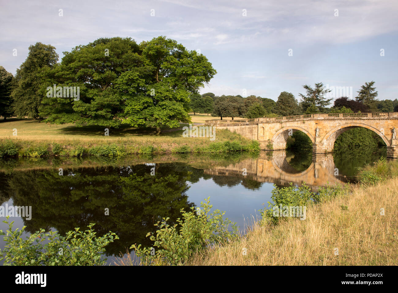 Bridge over the River Derwent at Chatsworth House, Peak District ...