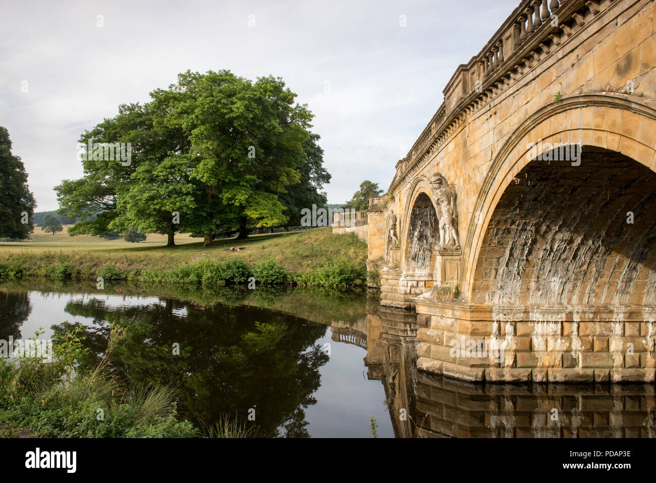 Bridge over the River Derwent at Chatsworth House, Peak District ...