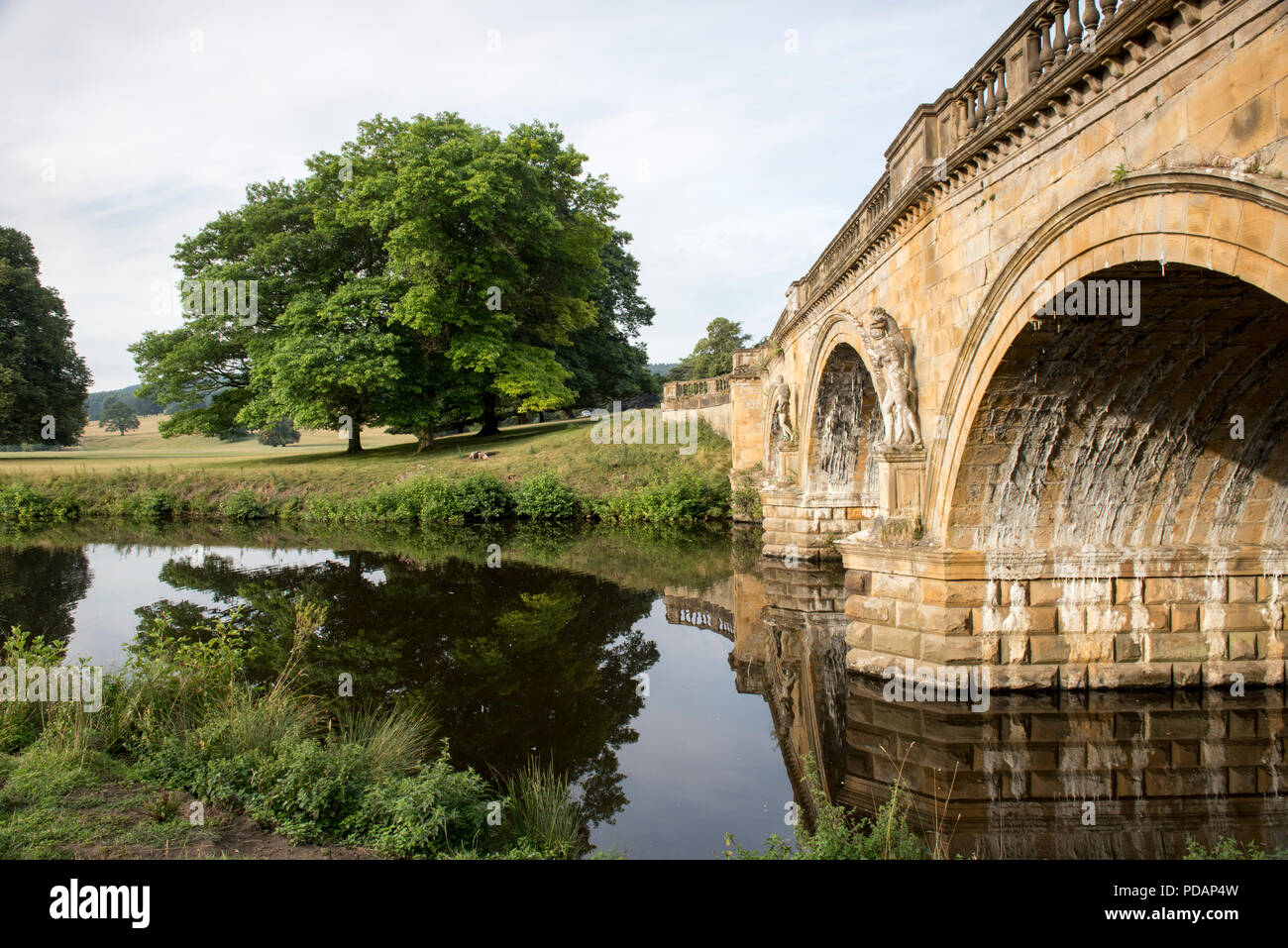Bridge over the River Derwent at Chatsworth House, Peak District ...