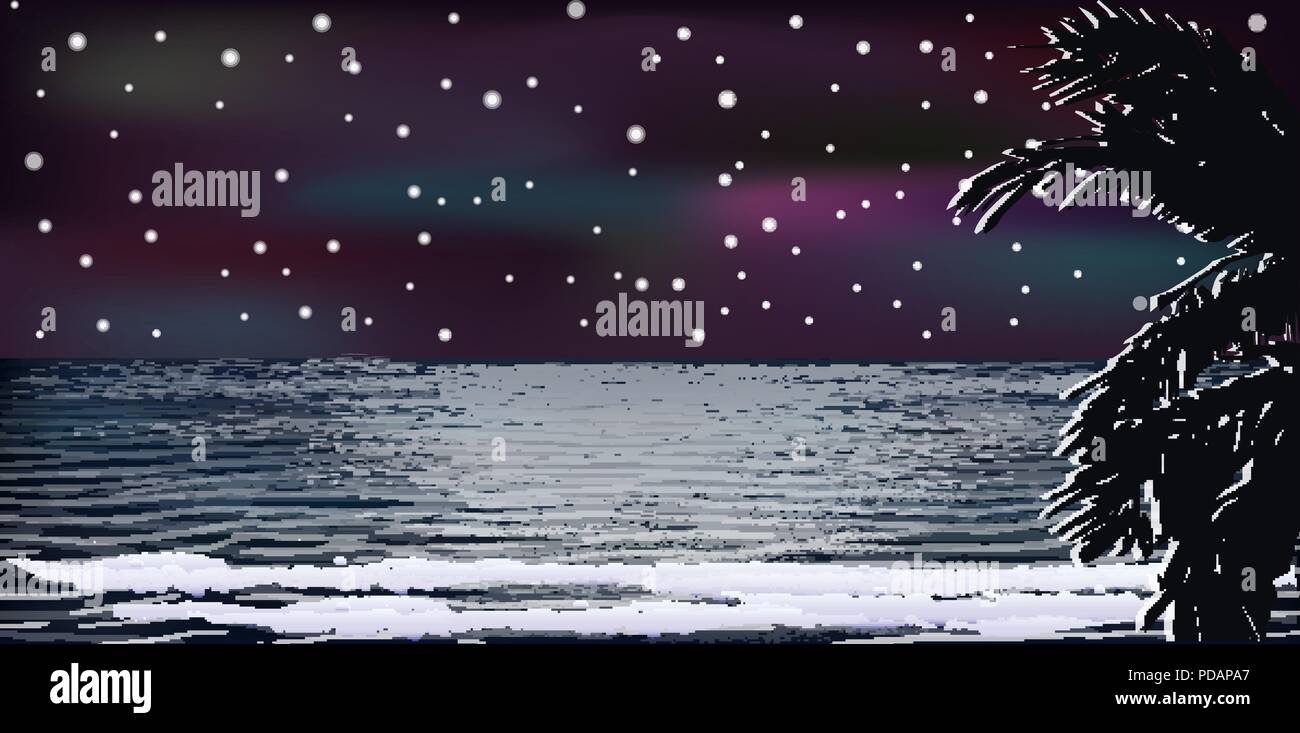 Tropical sea night wallpaper , vector illustration Stock Vector Image ...