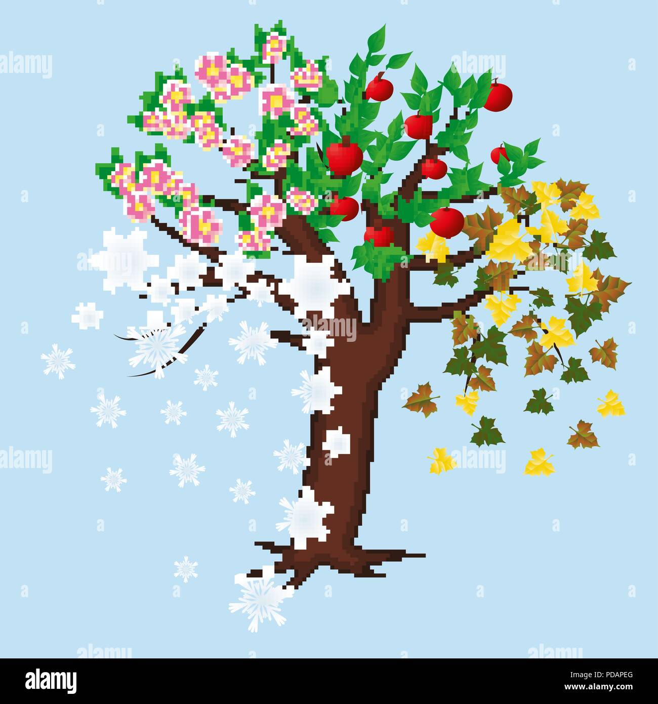 Vector tree in four hi-res stock photography and images - Alamy