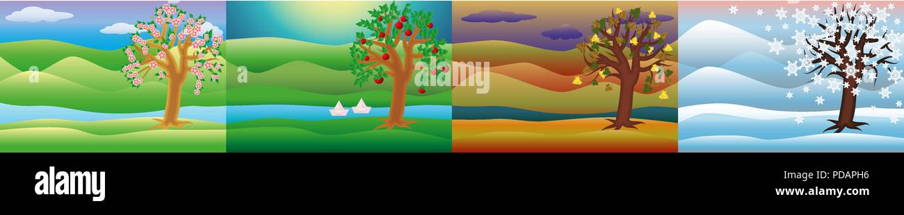Four seasons word banners, vector illustration Stock Vector Image & Art ...