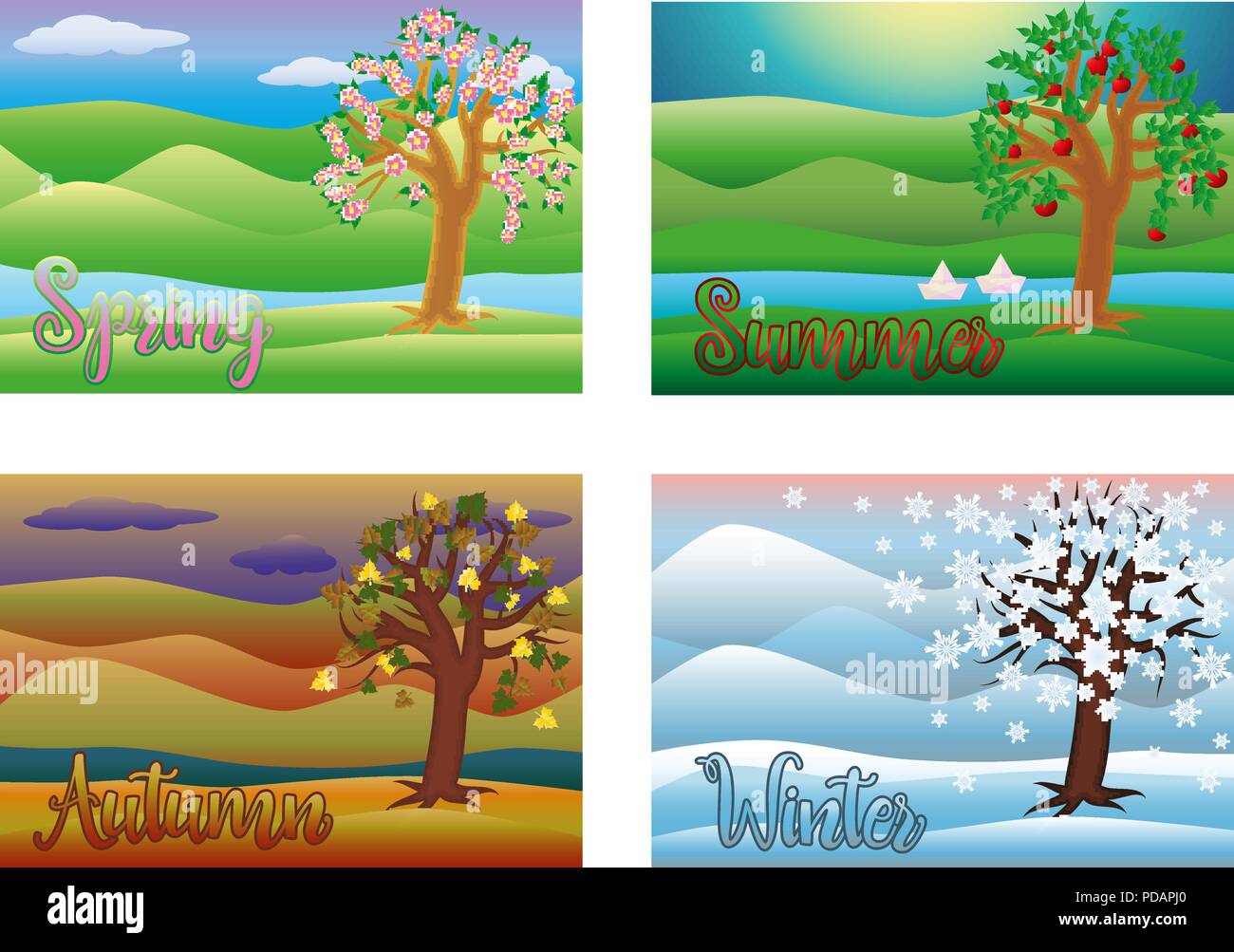Four seasons tree, vector illustration Stock Vector Image & Art - Alamy
