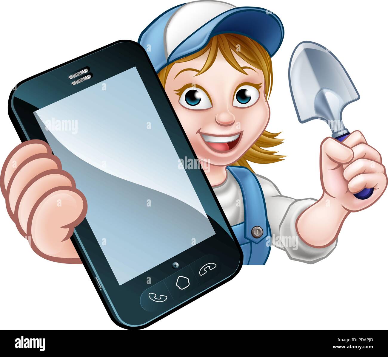 Business woman holding mobile phone Stock Vector Images - Alamy