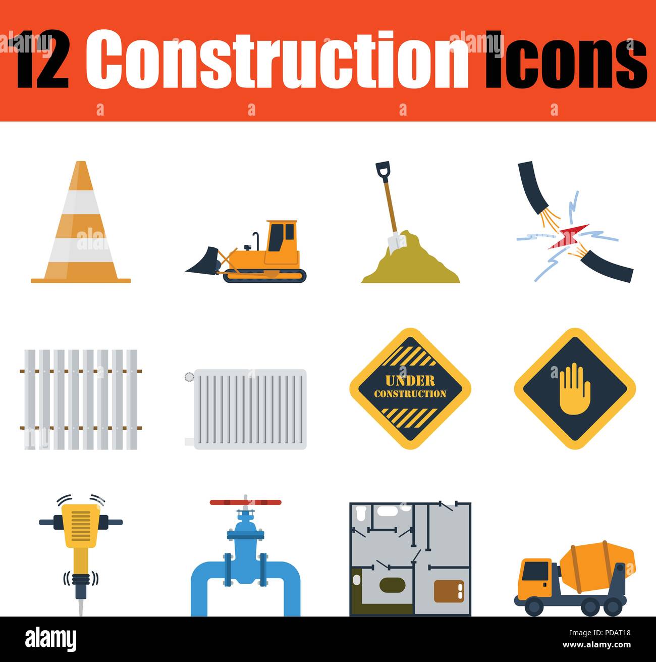 Construction icon set. Color design. Vector illustration Stock Vector ...