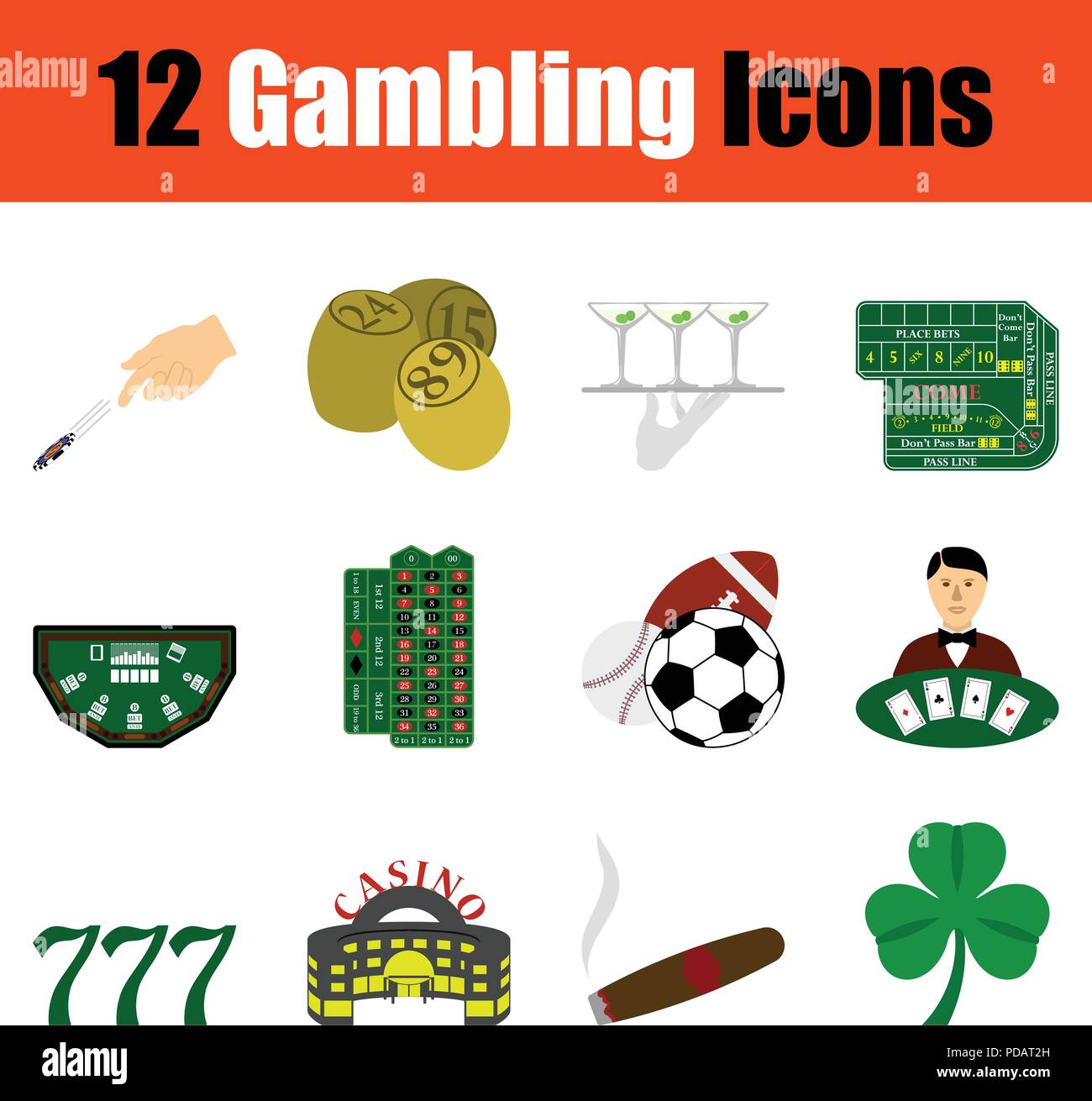 Gambling icon set. Color design. Vector illustration Stock Vector Image ...