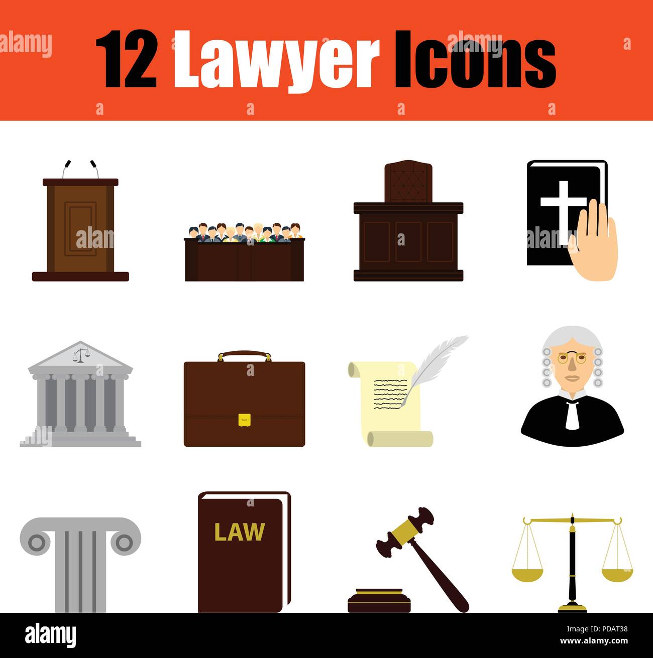 Lawyer icon set. Color design. Vector illustration Stock Vector Image ...