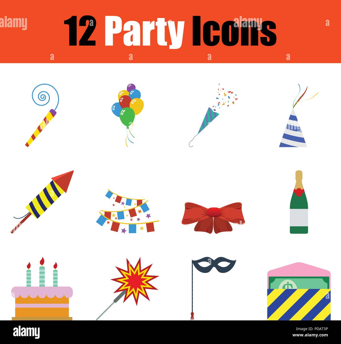 Party icon set. Color design. Vector illustration Stock Vector Image ...