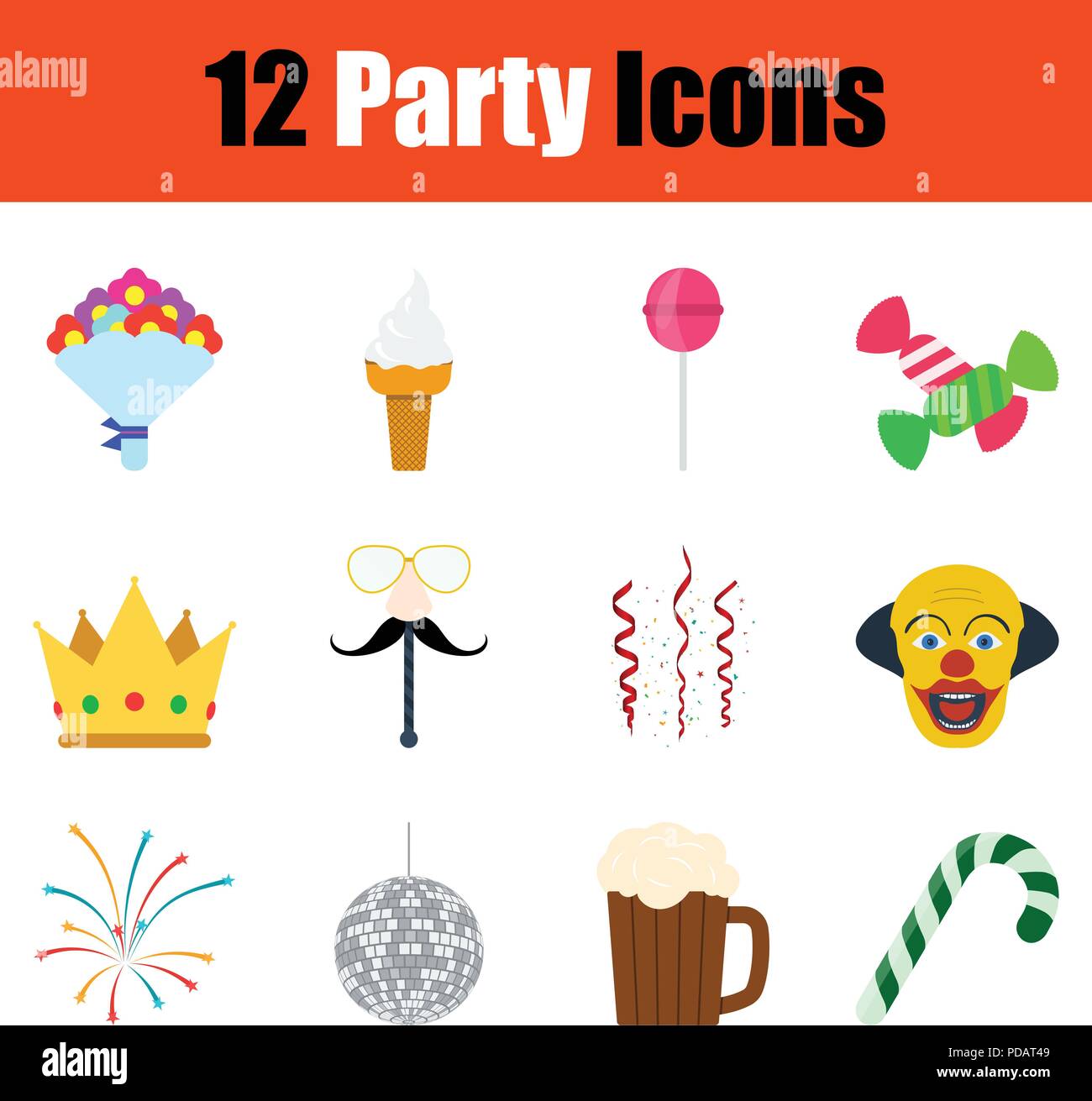 Party icon set. Color design. Vector illustration Stock Vector Image ...