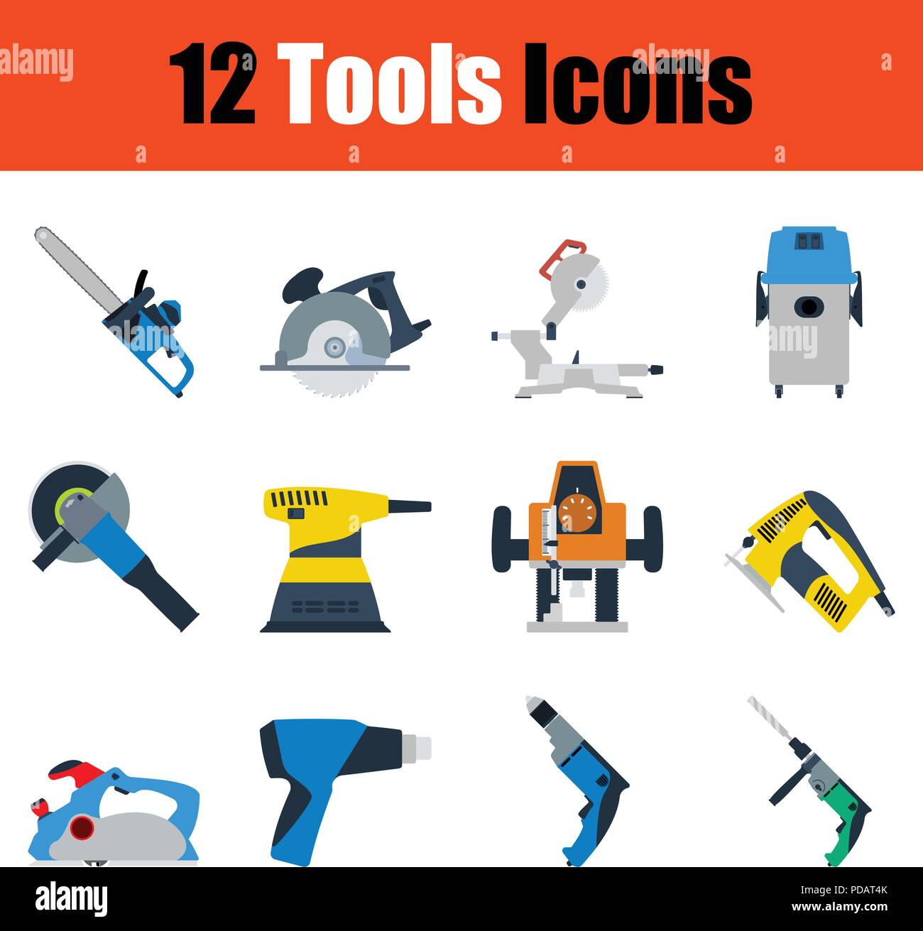 Tools icon set. Color design. Vector illustration Stock Vector Image ...