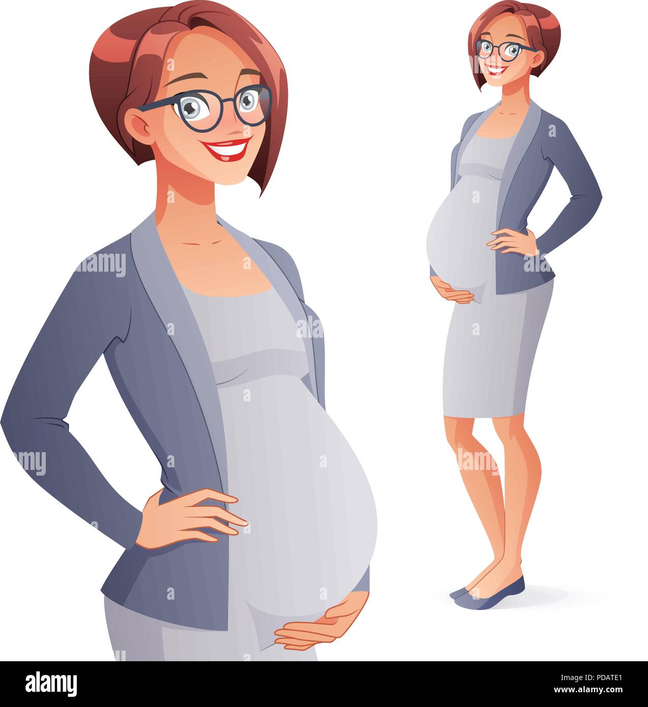 Cartoon Illustration Pregnant Woman Holding Stock Photos & Cartoon ...