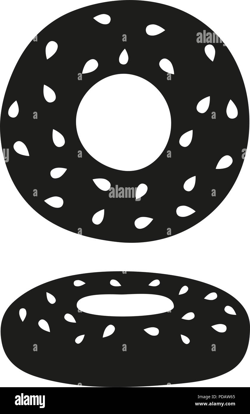 Black and white bagel front side view silhouette Stock Vector Image ...