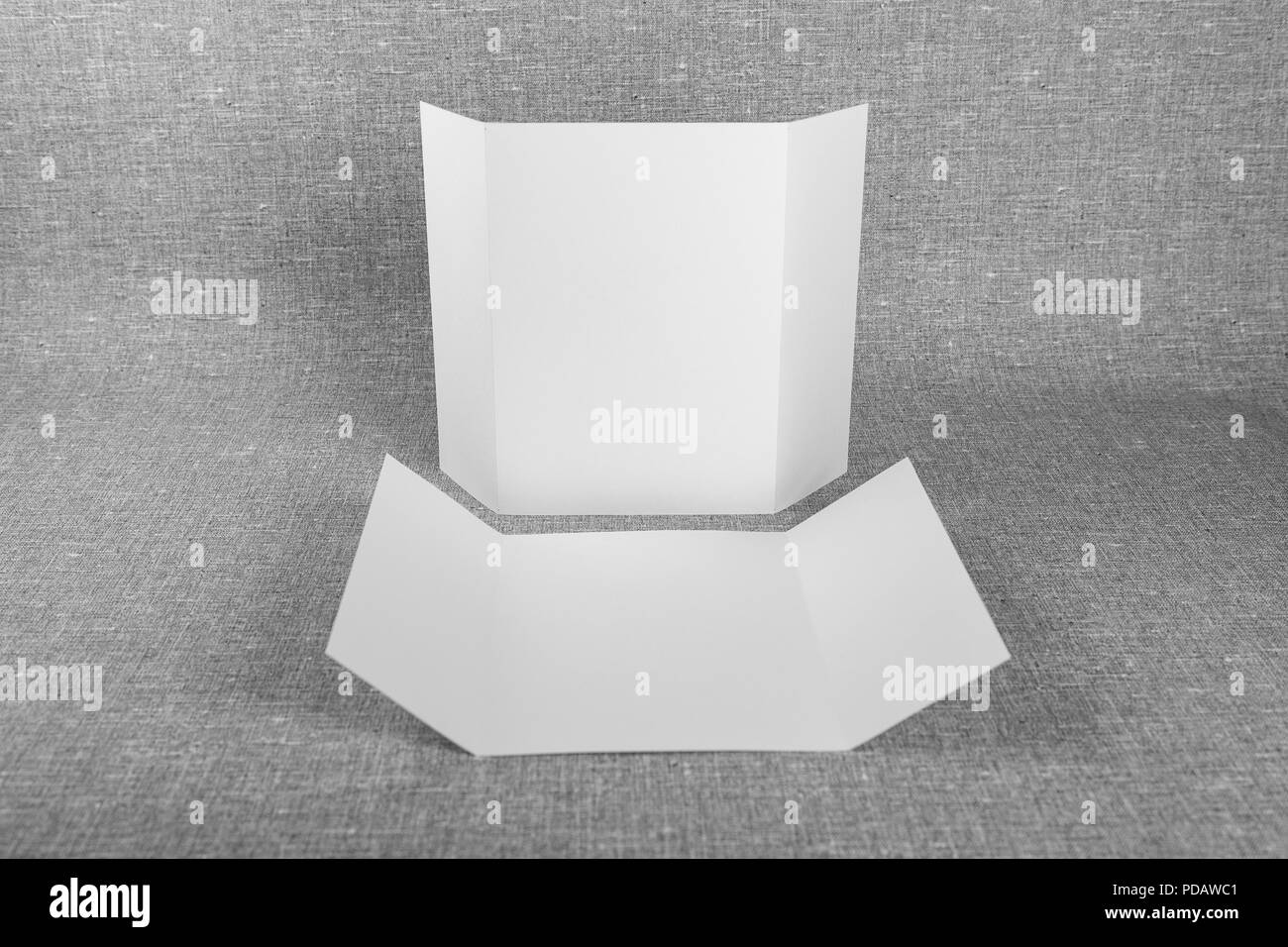 Blank gate fold brochure on gray background to replace your design ...