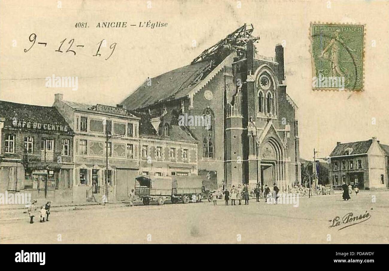 Aniche - Église en 1919 Stock Photo - Alamy