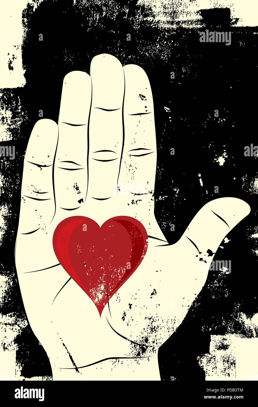 Red palm hand Stock Vector Images - Alamy