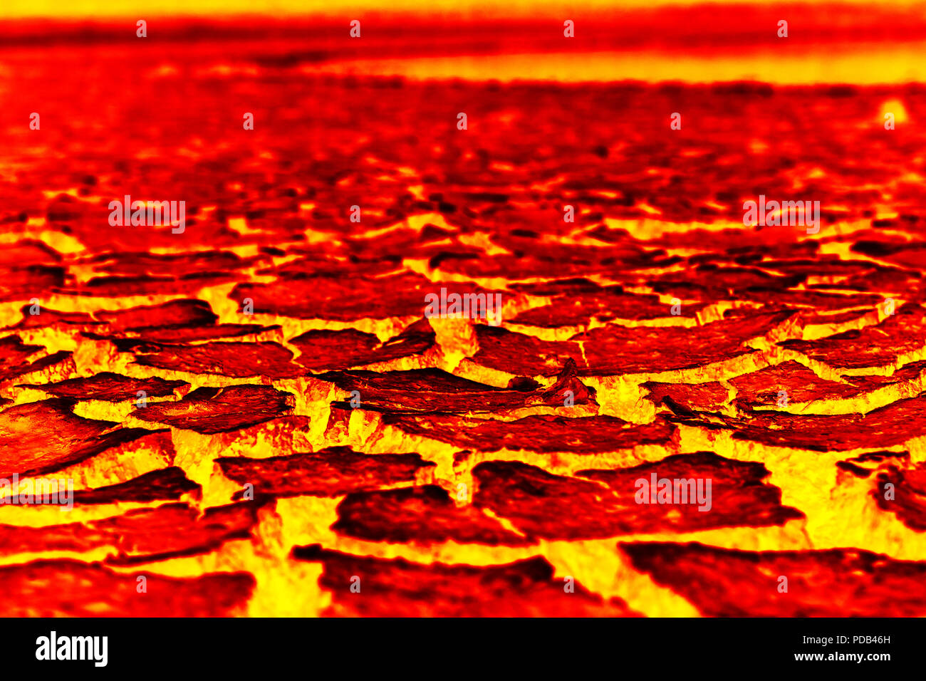 heat red cracked ground texture after eruption volcano Stock Photo - Alamy