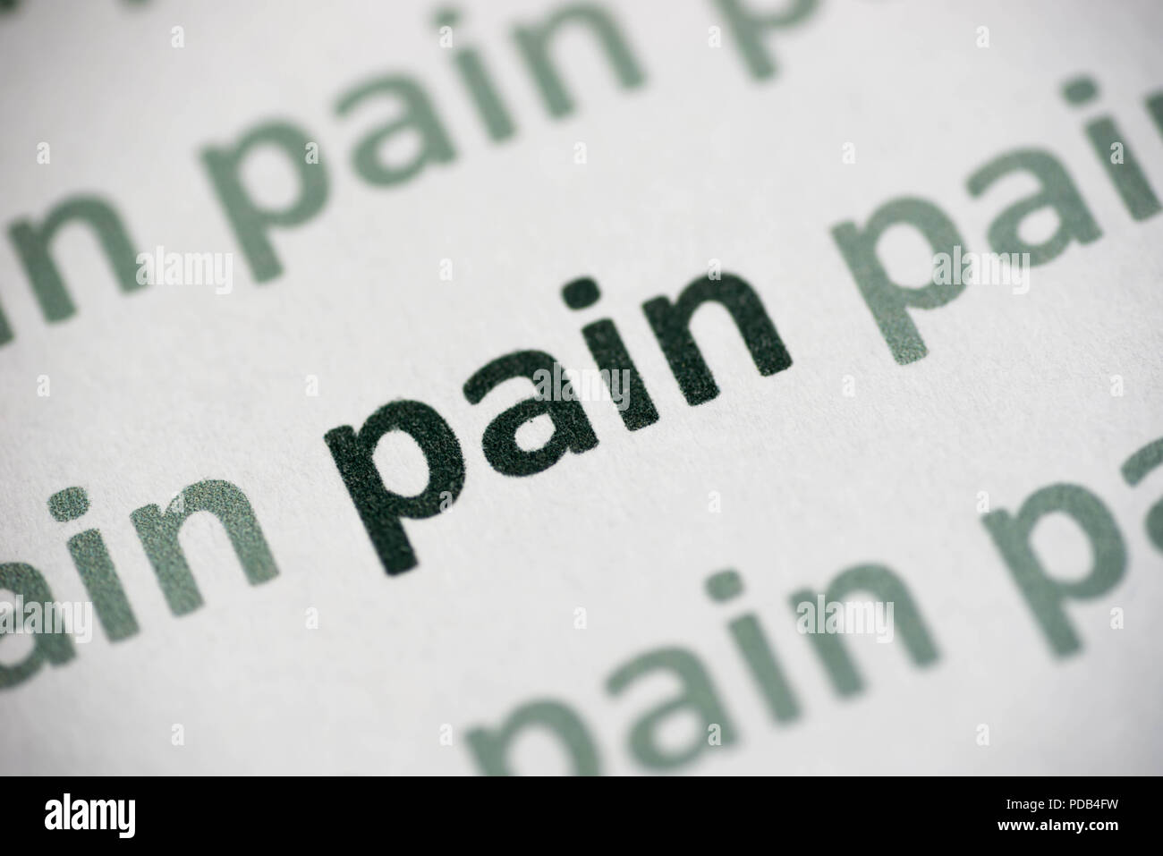 word pain printed on white paper macro Stock Photo - Alamy