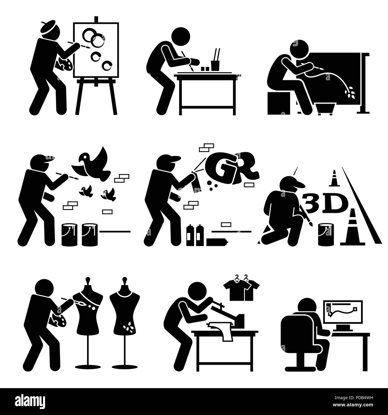 Painter Street Artist Graphic Designer Drawing Arts Stick Figure ...