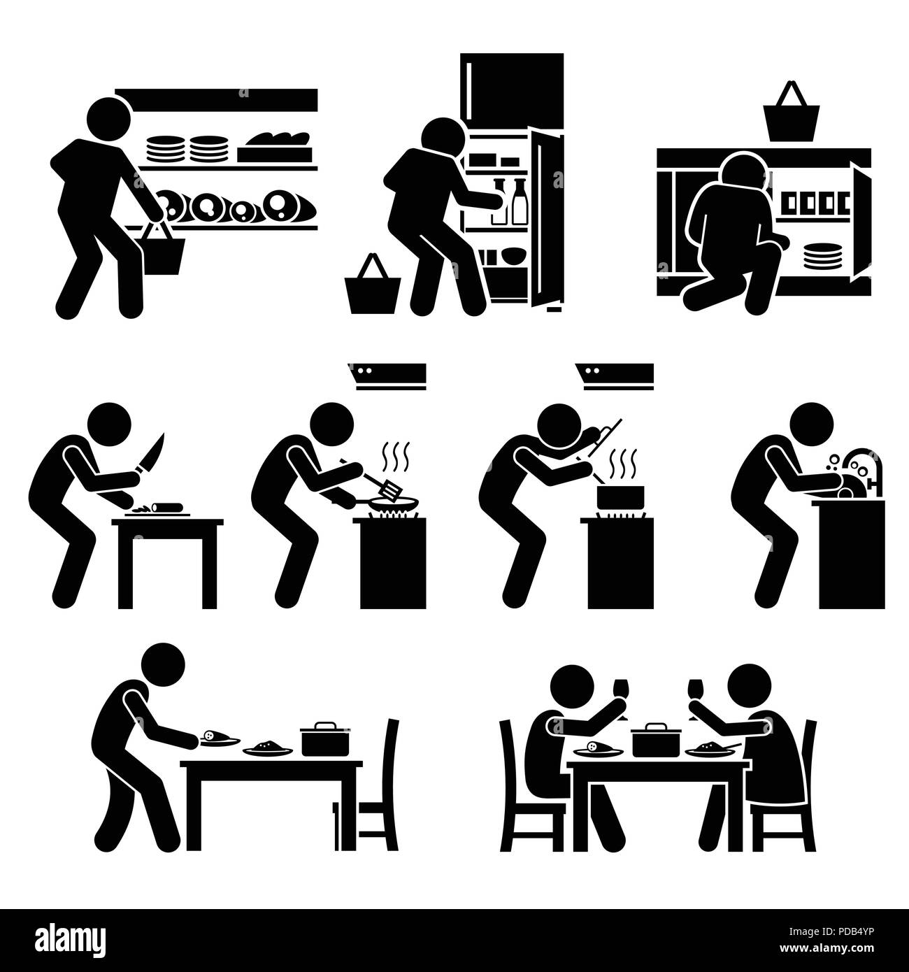 People cooking dinner home Black and White Stock Photos & Images - Alamy