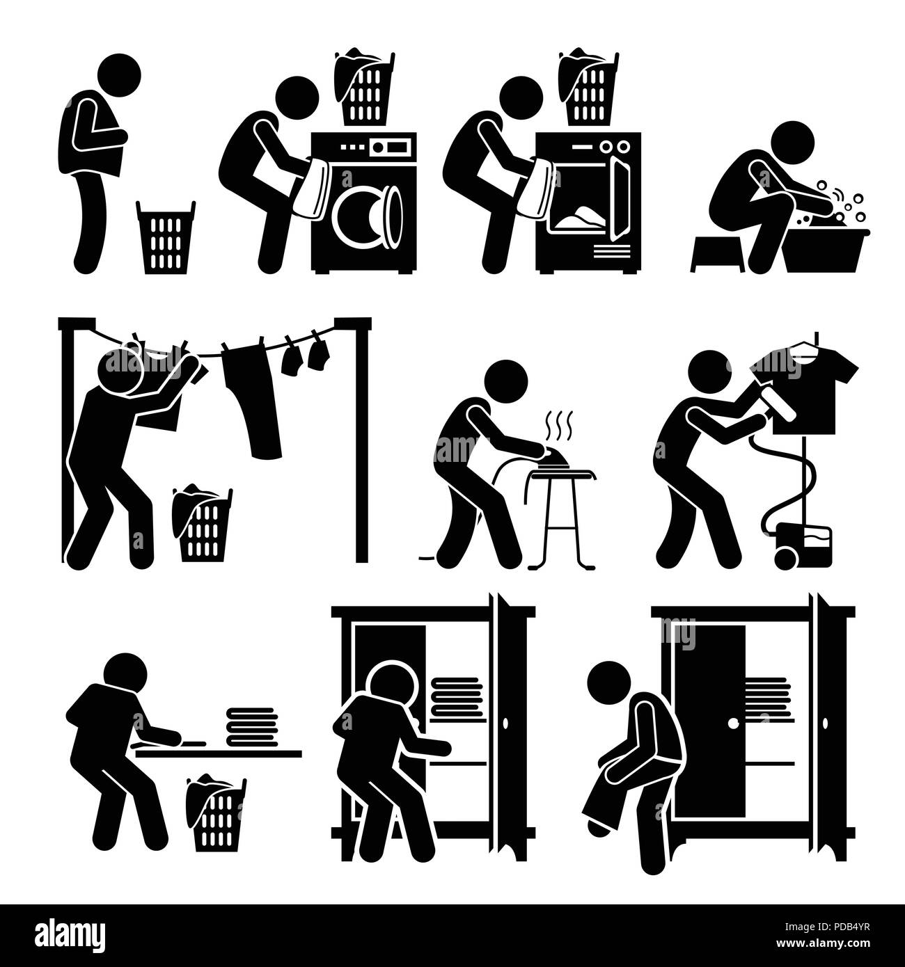 Laundry Works Washing Clothes Pictogram Stock Vector Image & Art - Alamy