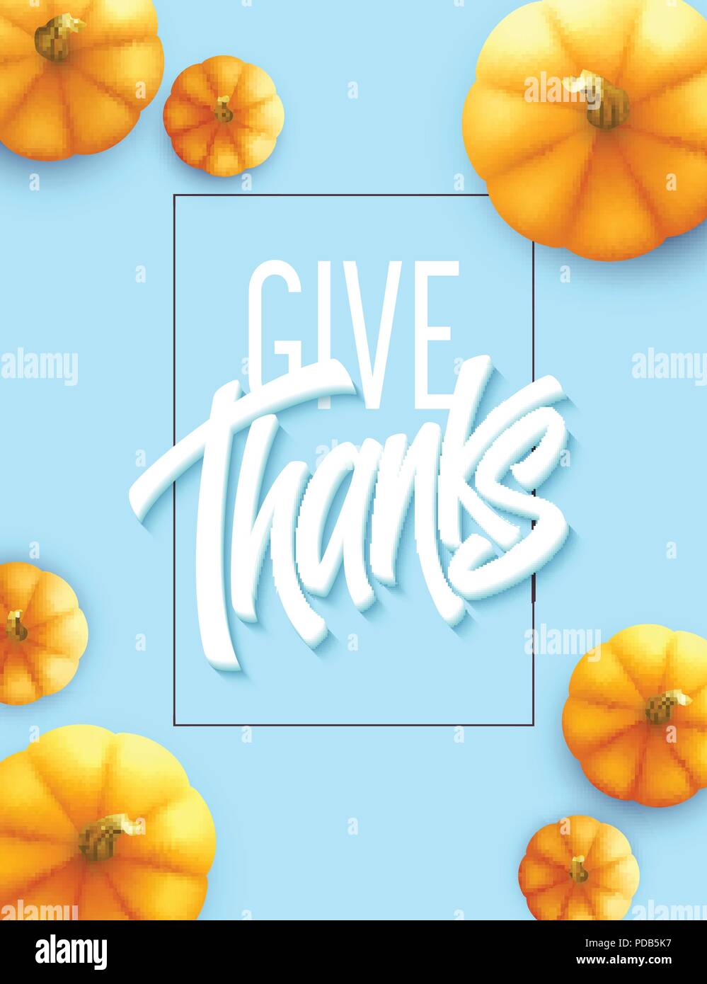 Happy Thanksgiving greeting card. Holiday calligraphy lettering. Pumpkin background. Vector ...
