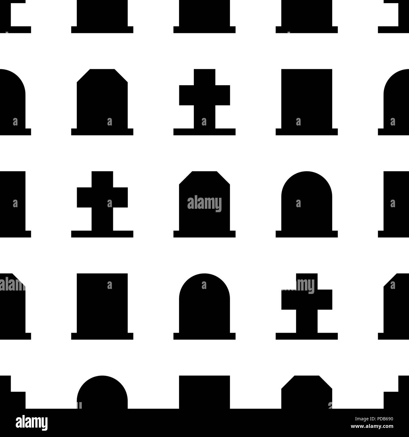 Gravestone and grave cross seamless pattern for design Stock Vector ...