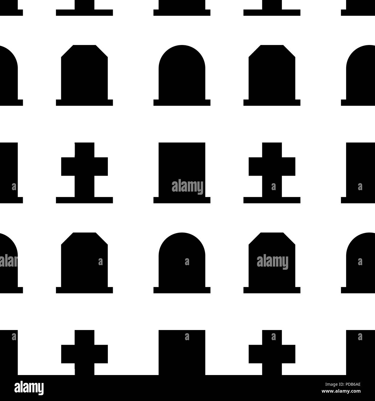 Gravestones and grave cross seamless pattern illustration Stock Vector ...