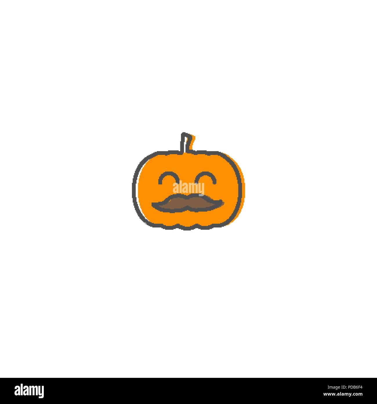 Jack o lantern orange pumpkin sticker with mustache isolated on white ...