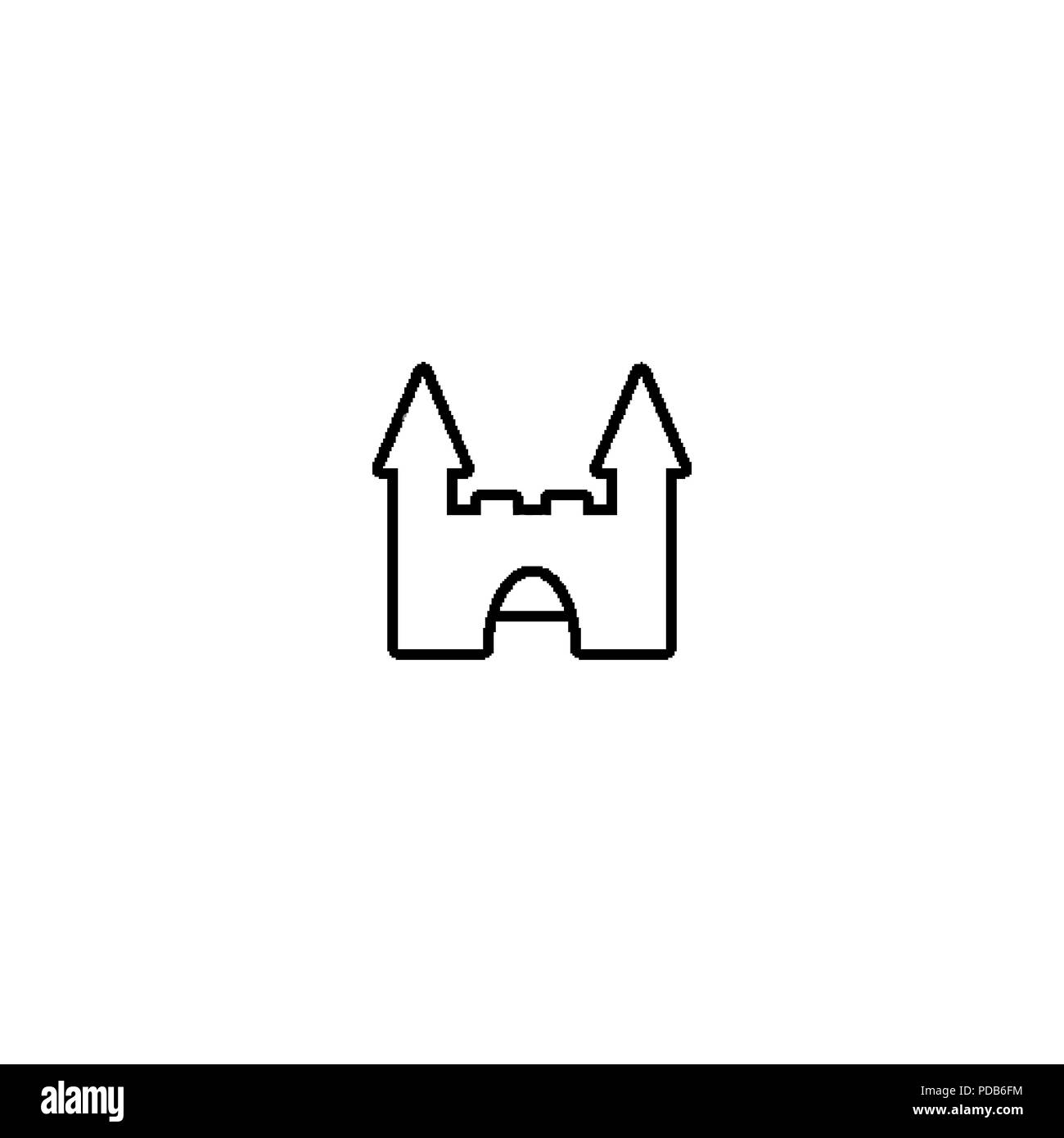 Simple lined castle icon. Ancient fortress sign illustration Stock ...