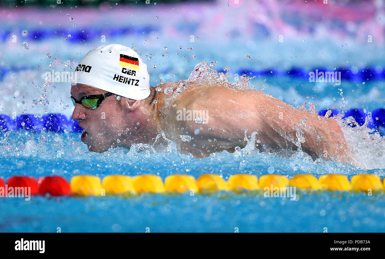 Germany's Philip Heintz in action in the Men's 100m Butterfly heats ...