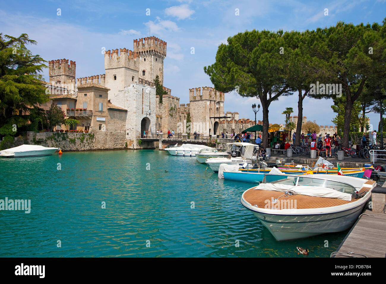 Scaliger castle, landmark of Sirmione, Lake Garda, Lombardy, Italy ...