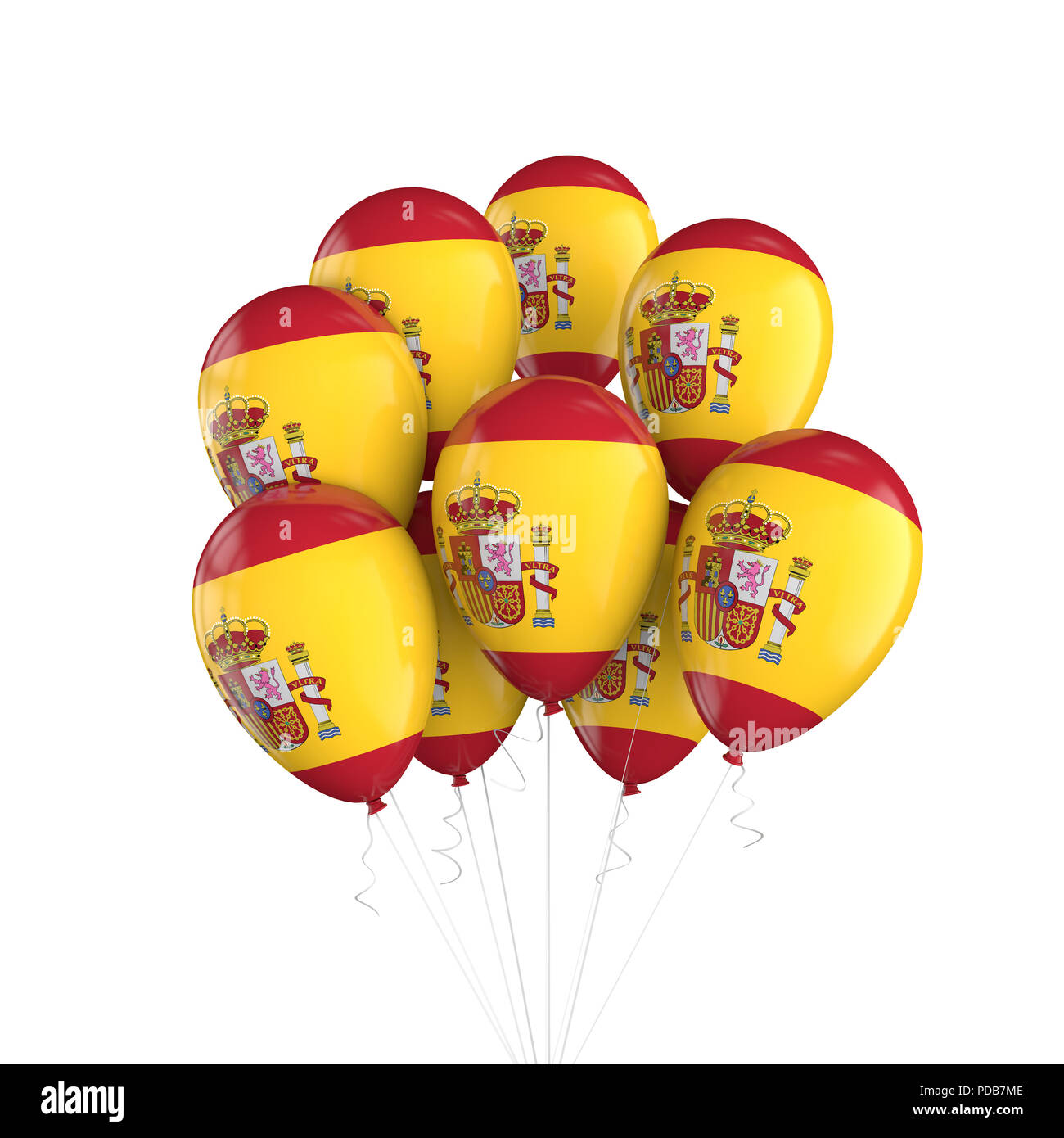 Spain flag bunch of balloons on string. 3D Rendering Stock Photo - Alamy