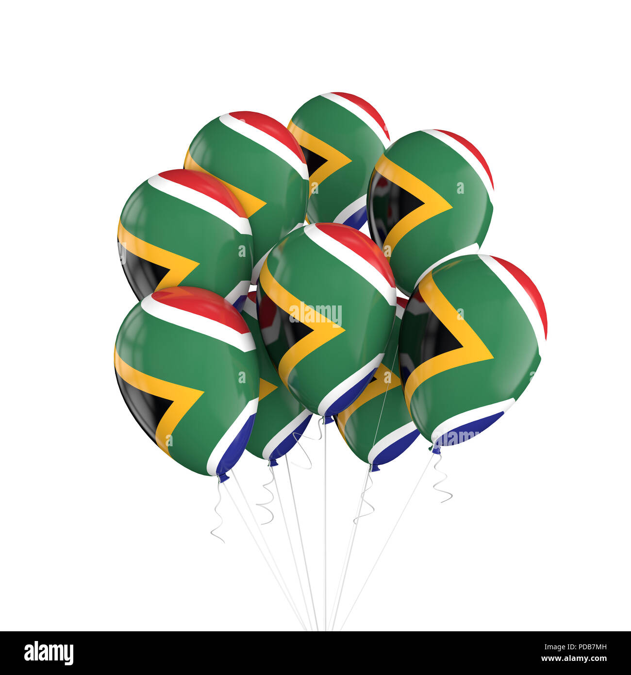South Africa flag bunch of balloons on string. 3D Rendering Stock Photo ...