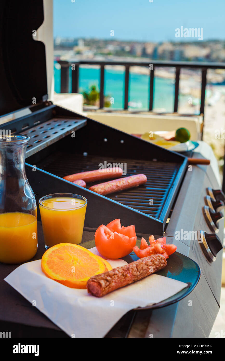 Barbeque Breakfast in Hotel in Malta Stock Photo - Alamy