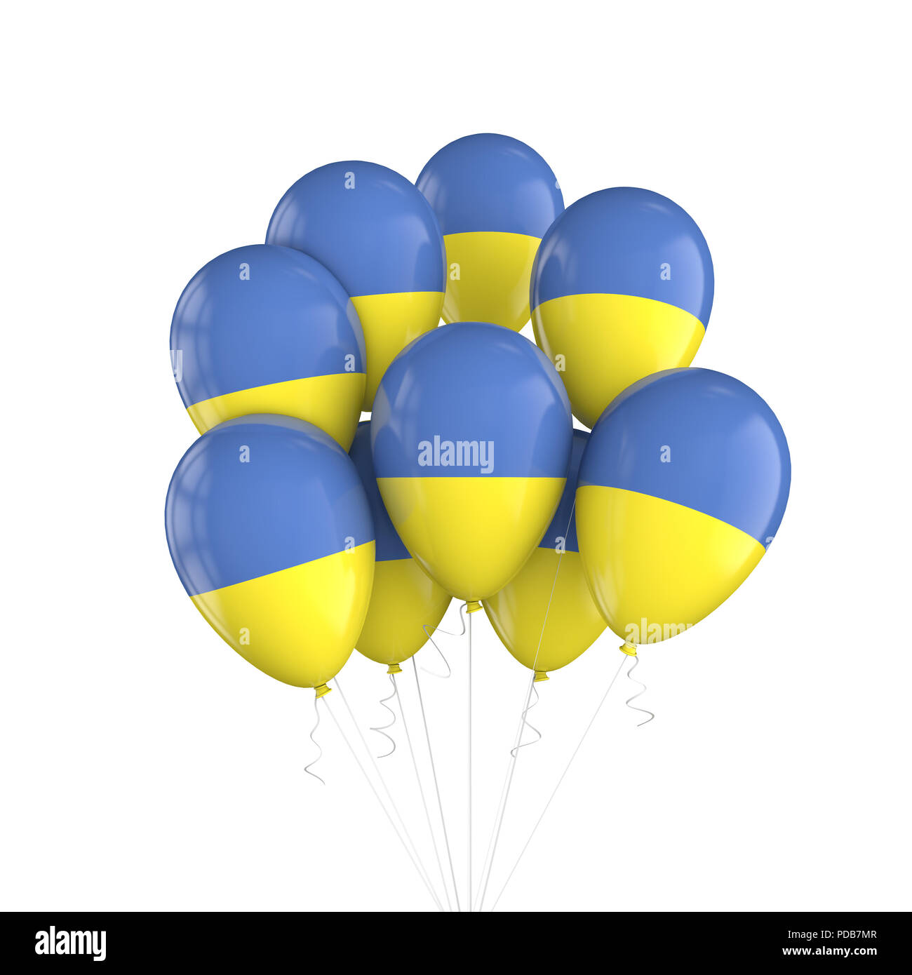 Ukraine flag bunch of balloons on string. 3D Rendering Stock Photo - Alamy
