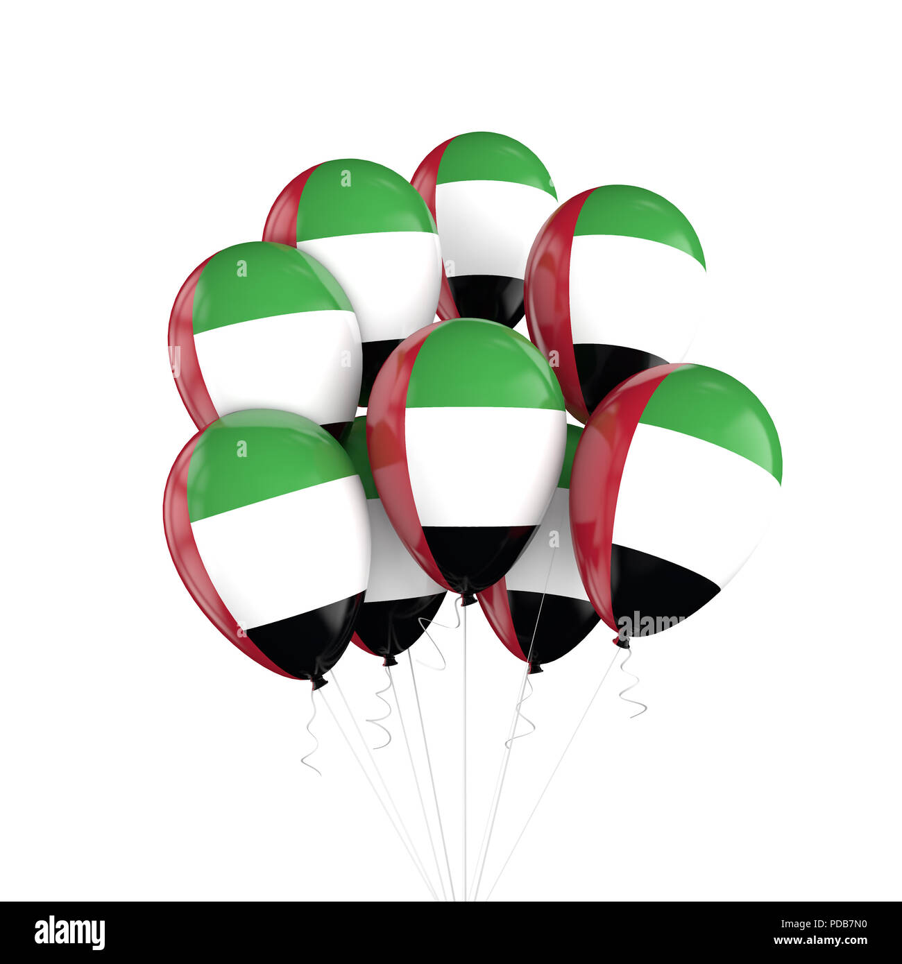 United Arab Emirates flag bunch of balloons on string. 3D Rendering ...