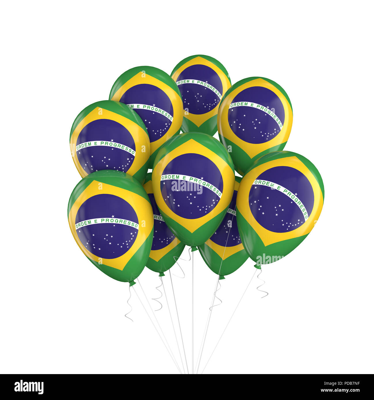 Brazil flag bunch of balloons on string. 3D Rendering Stock Photo - Alamy