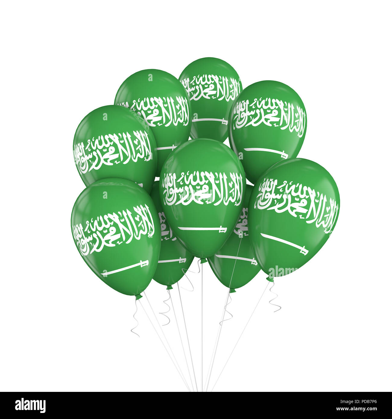 Saudi Arabia flag bunch of balloons on string. 3D Rendering Stock Photo ...
